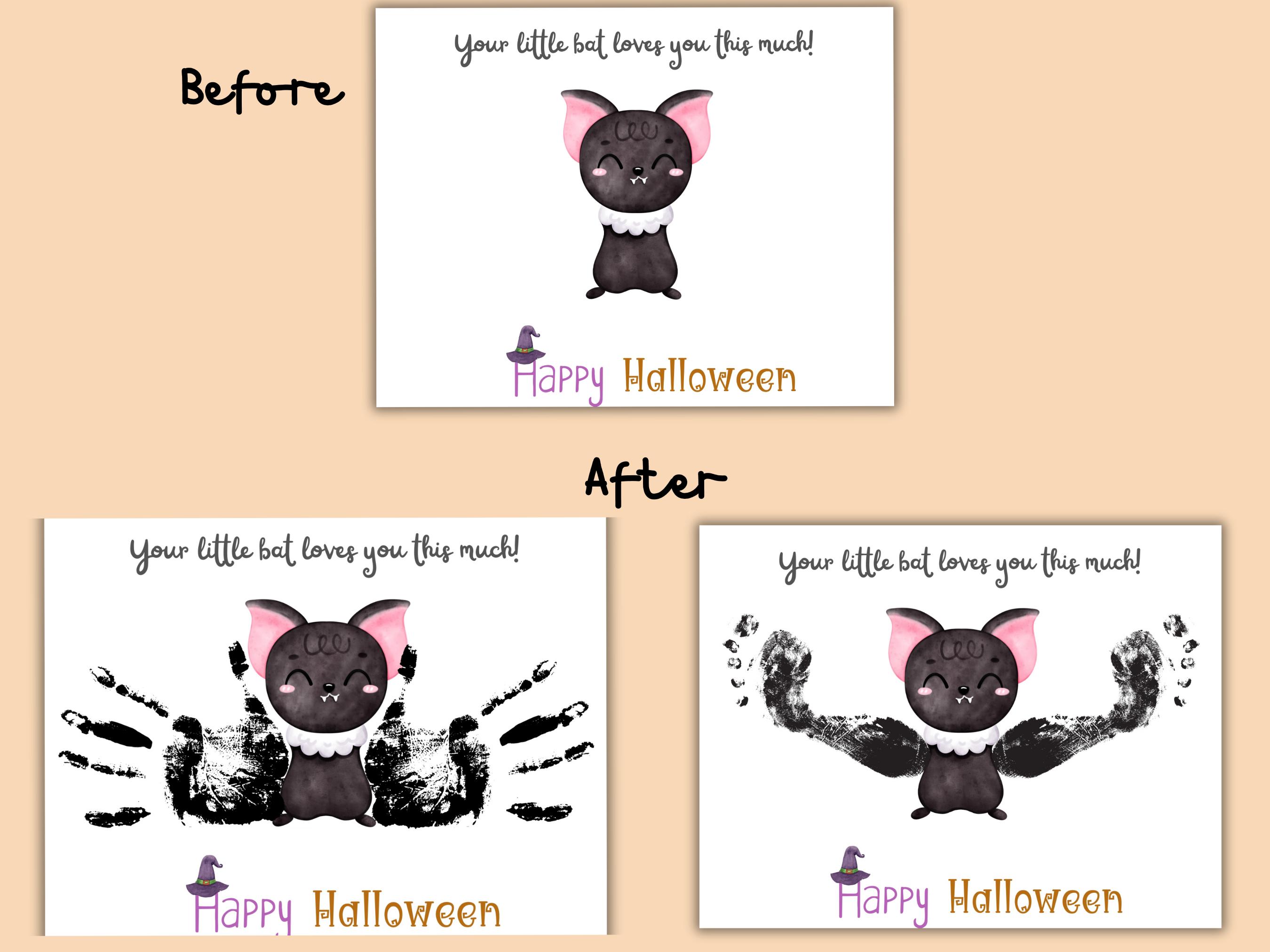 DIY Halloween Bat Handprint and Footprint Craft | Printable Kids Art ...