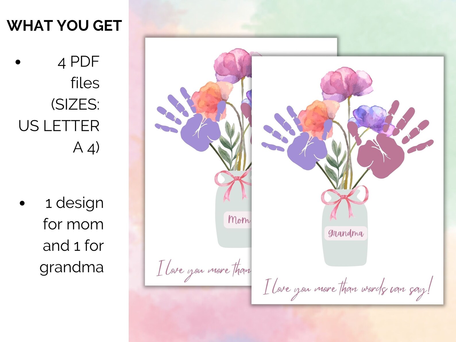 Mothers Day Handprint Art, DIY Mothers Day Gift for Grandma, Gift From ...