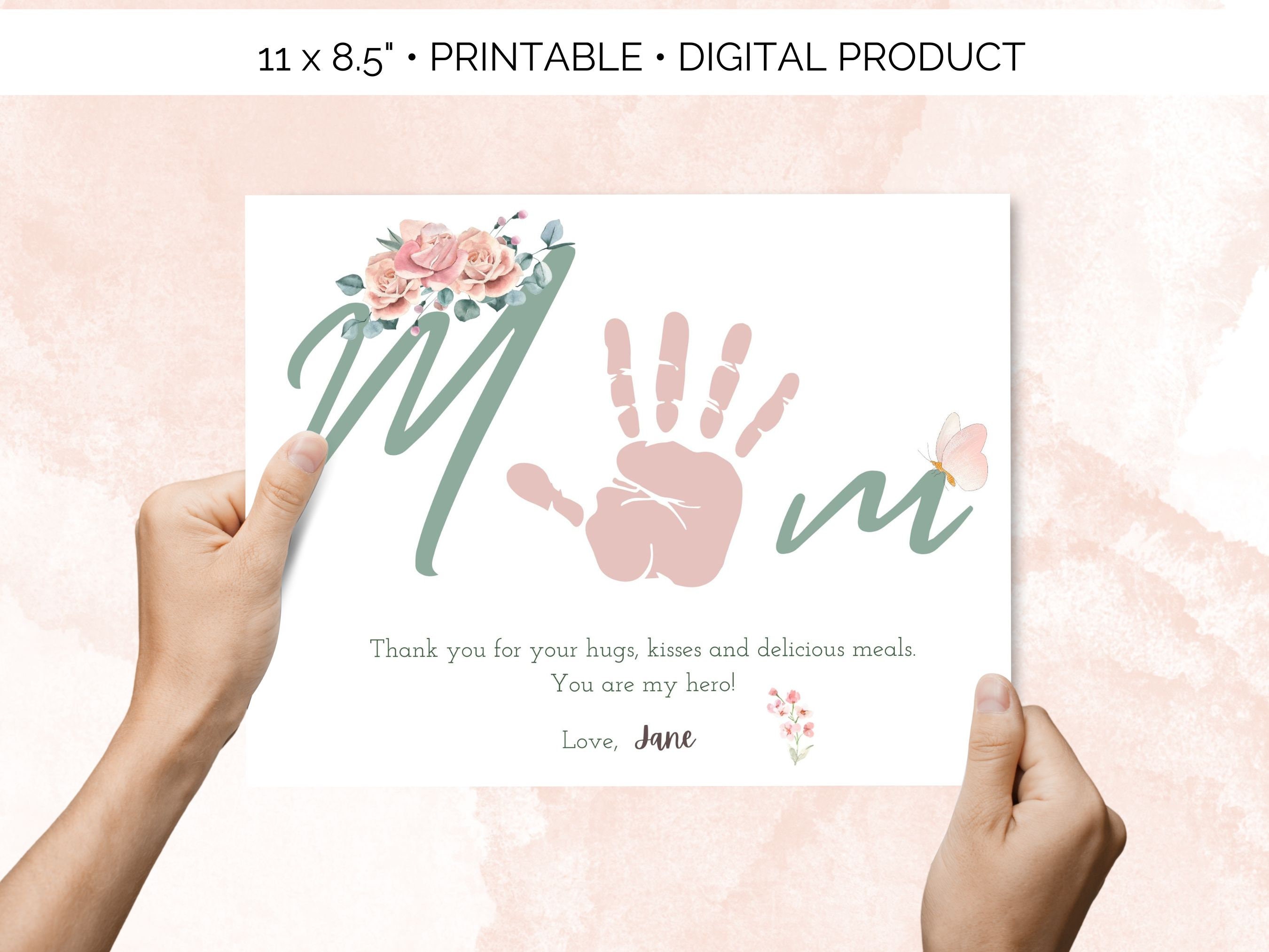 Personalized Mother's Day Handprint Art Card - DIY Craft Gift From Kids ...