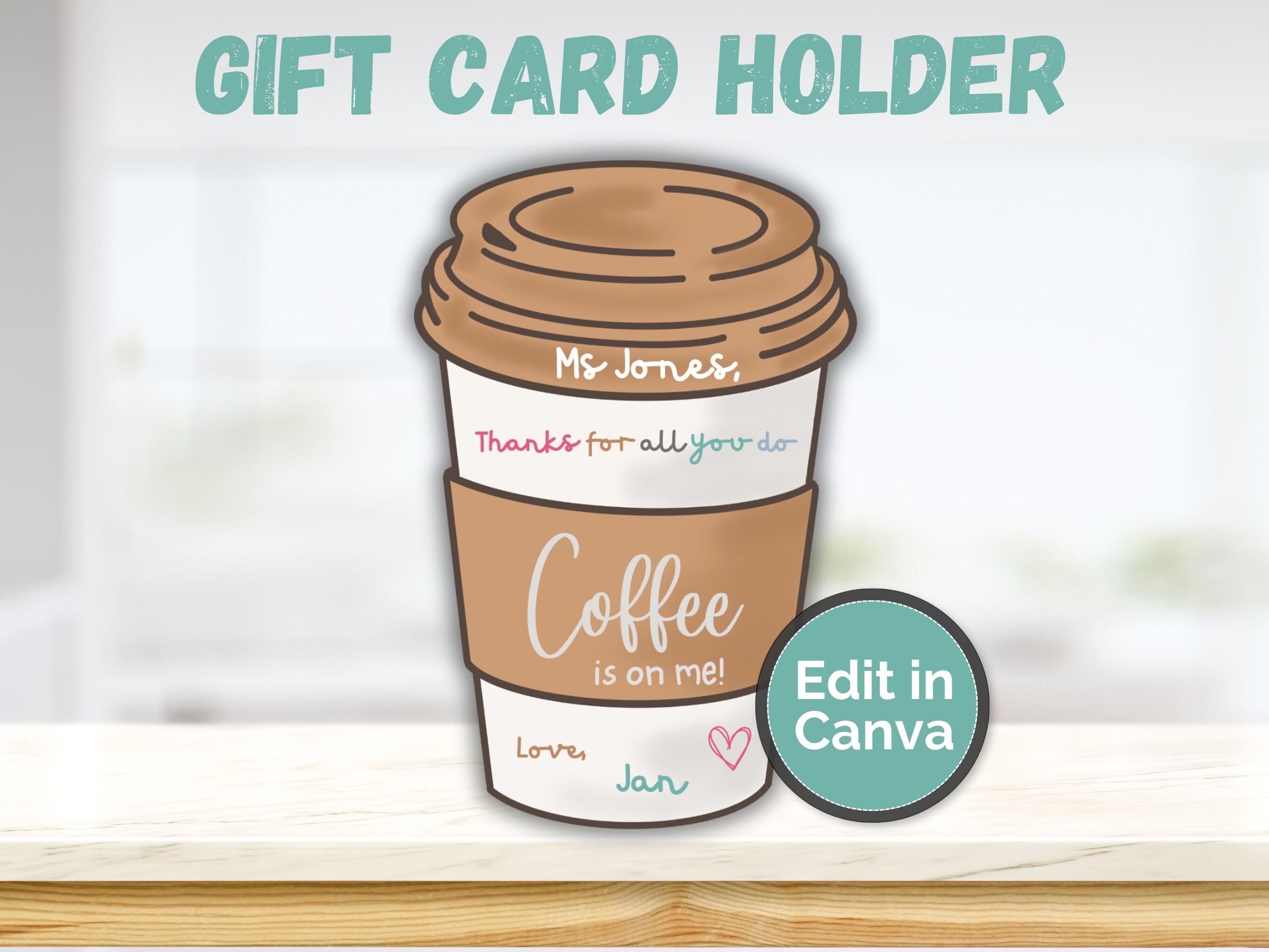 Teacher Appreciation Thank You Coffee Mug Gift Card Holder Printable ...