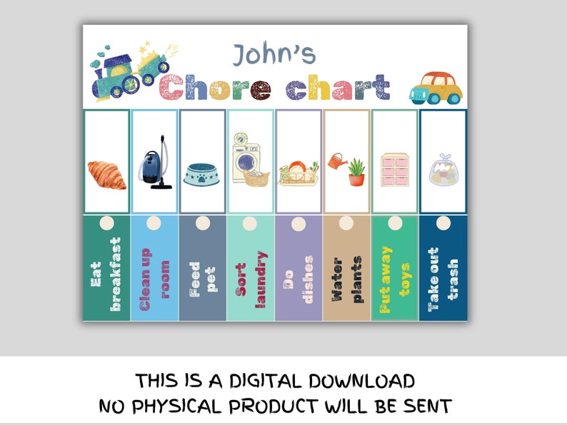 Personalized Kids Chore Chart | Printable Toddler Routine Planner ...