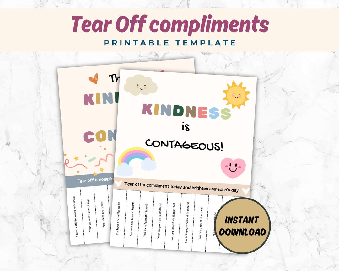 Tear off Compliment Printable Flyer: Kindness Card, Random Act of ...