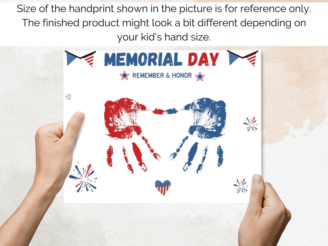 Memorial Day Handprint Art, 4th of July Activity, Memorial Day Kids ...