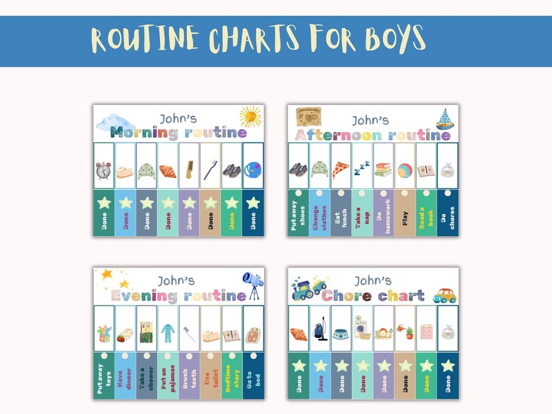 Personalized Kids Chore Chart | Printable Toddler Routine Planner ...