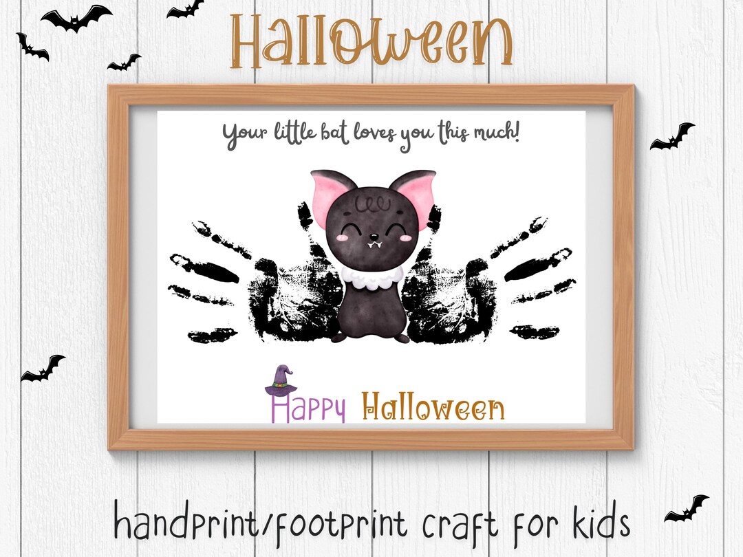 DIY Halloween Bat Handprint and Footprint Craft | Printable Kids Art ...