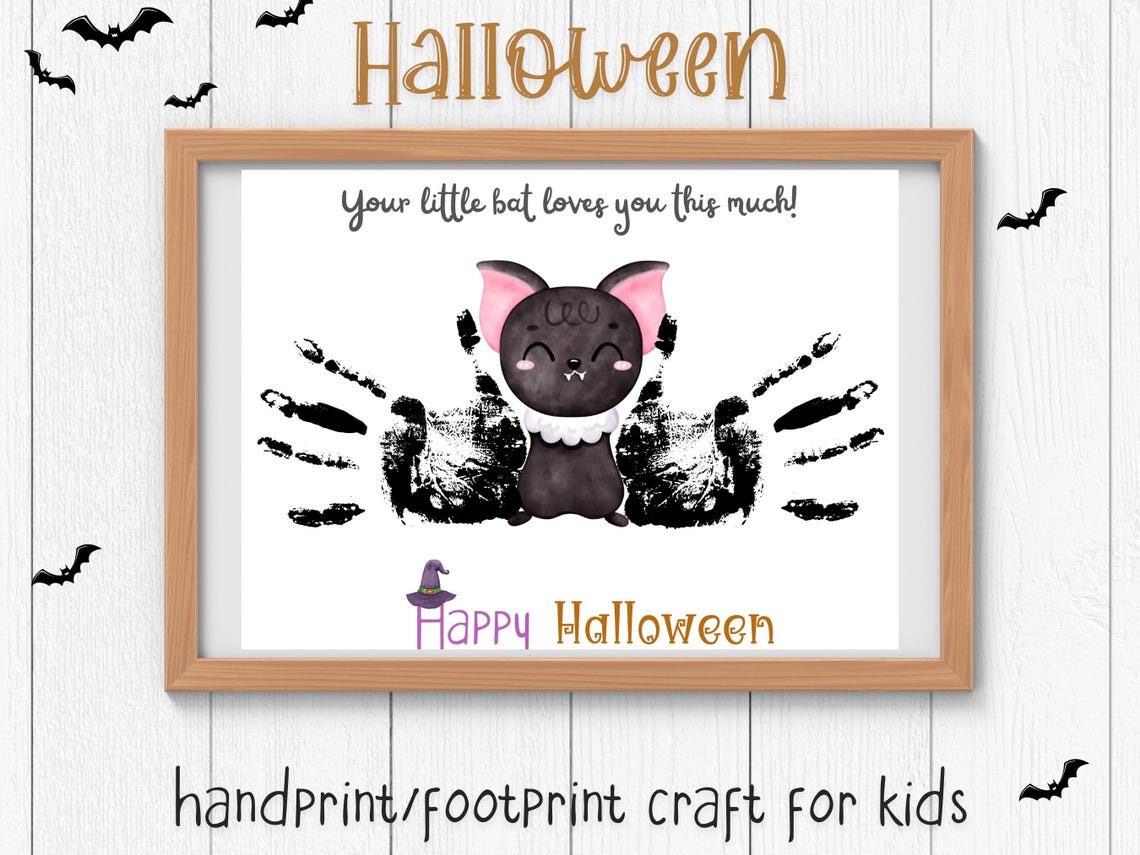 DIY Halloween Bat Handprint and Footprint Craft | Printable Kids Art ...