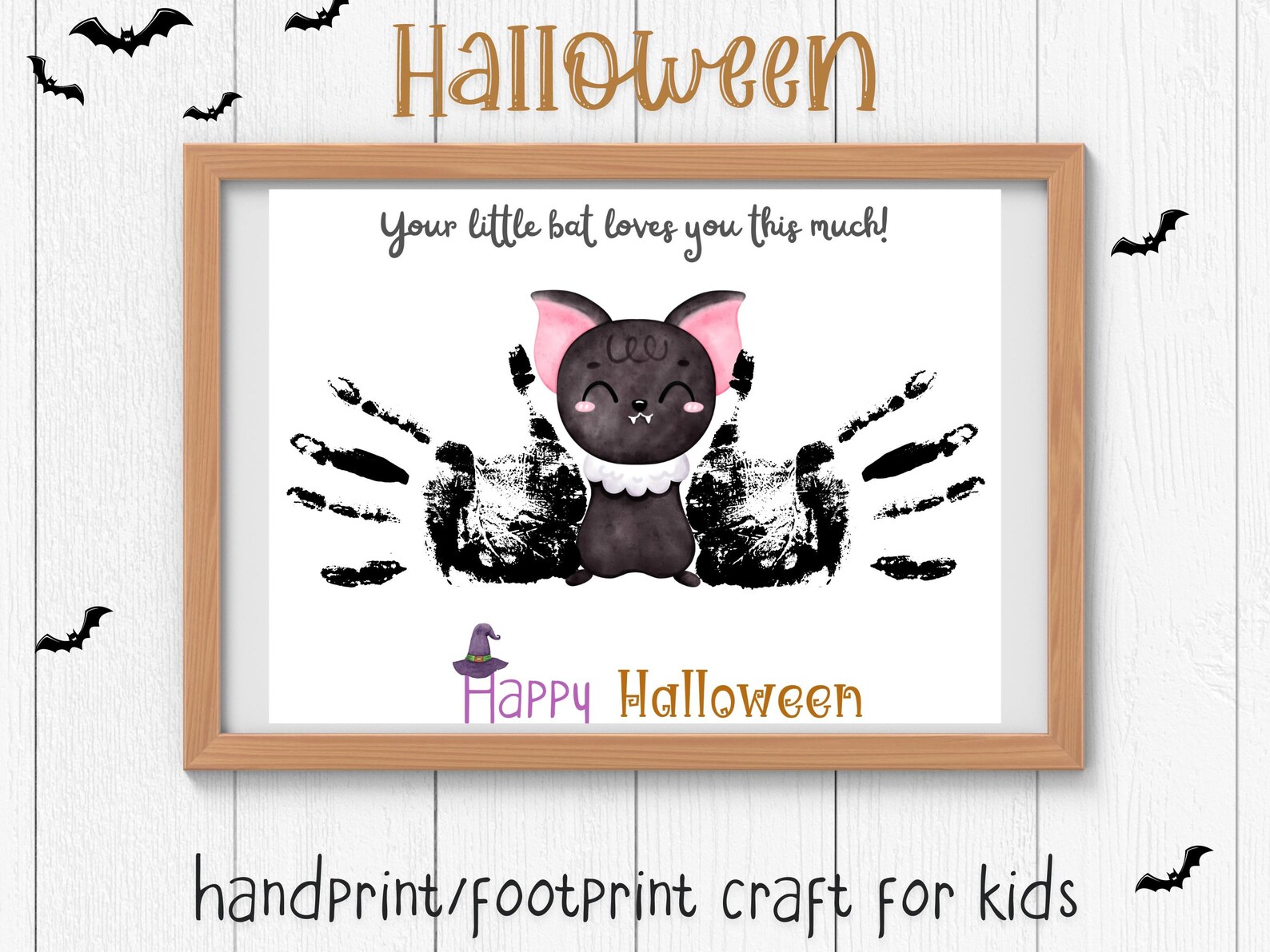 DIY Halloween Bat Handprint and Footprint Craft | Printable Kids Art ...