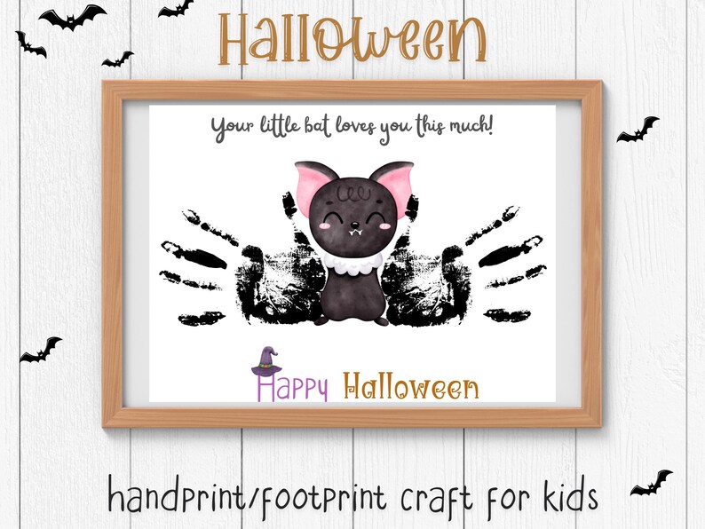 DIY Halloween Bat Handprint and Footprint Craft | Printable Kids Art ...