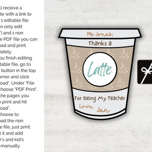 Gift Card Holder Coffee Mug Printable for Teacher Thank You Coffee ...