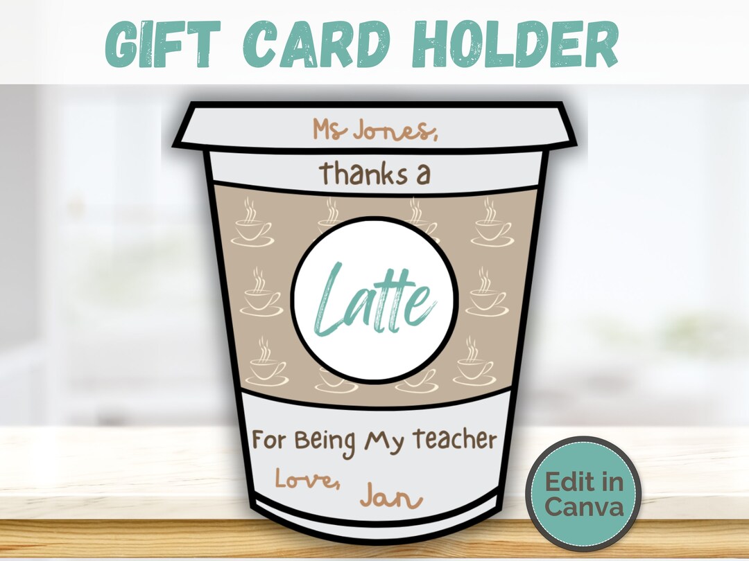 Gift Card Holder Coffee Mug Printable for Teacher Thank You Coffee ...