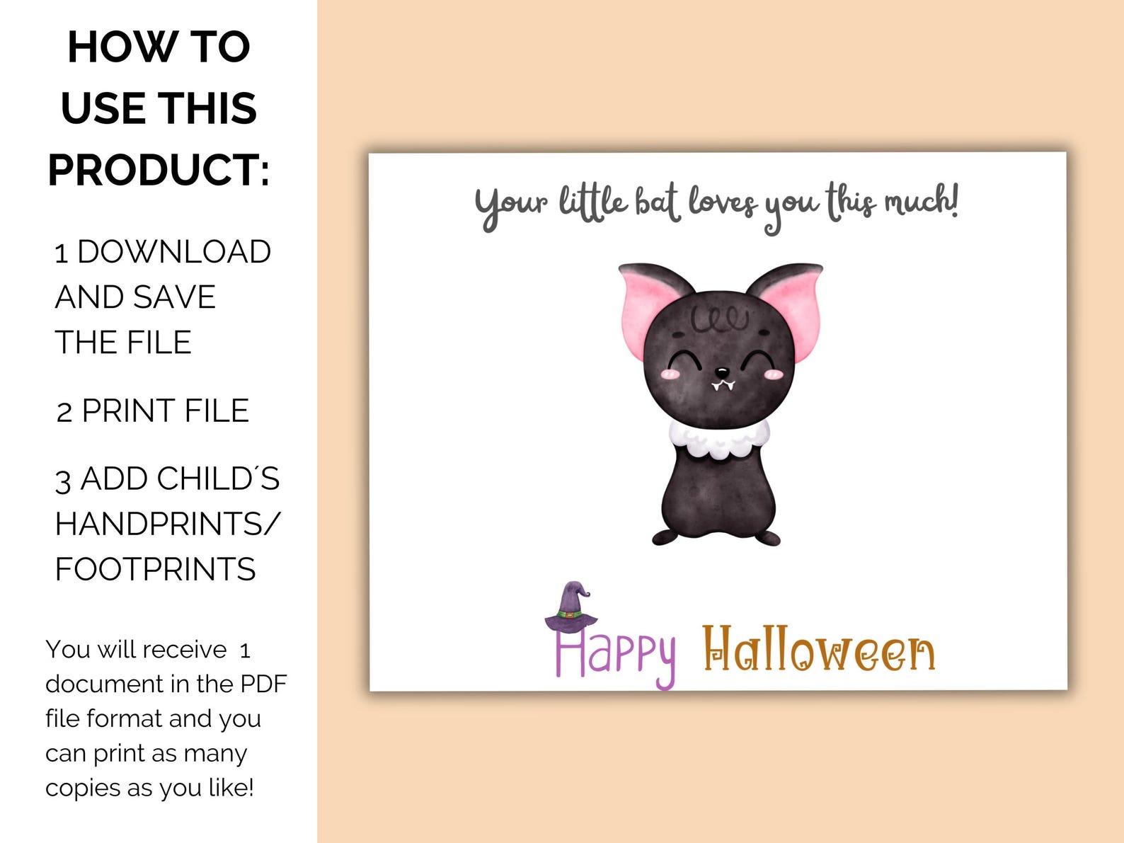 DIY Halloween Bat Handprint and Footprint Craft | Printable Kids Art ...