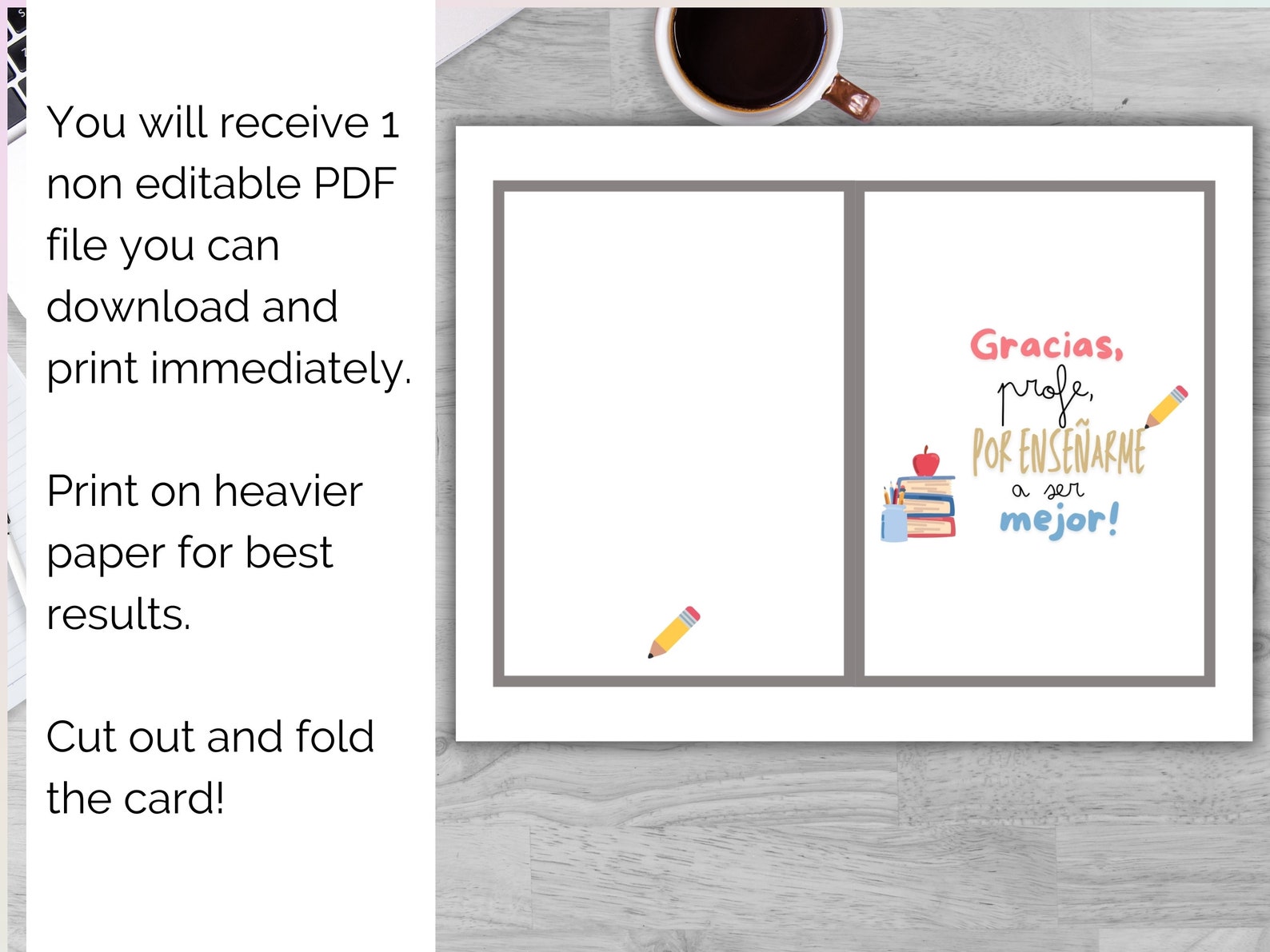 Spanish Teacher Card, End of School Card for Spanish Teacher - Teacher ...