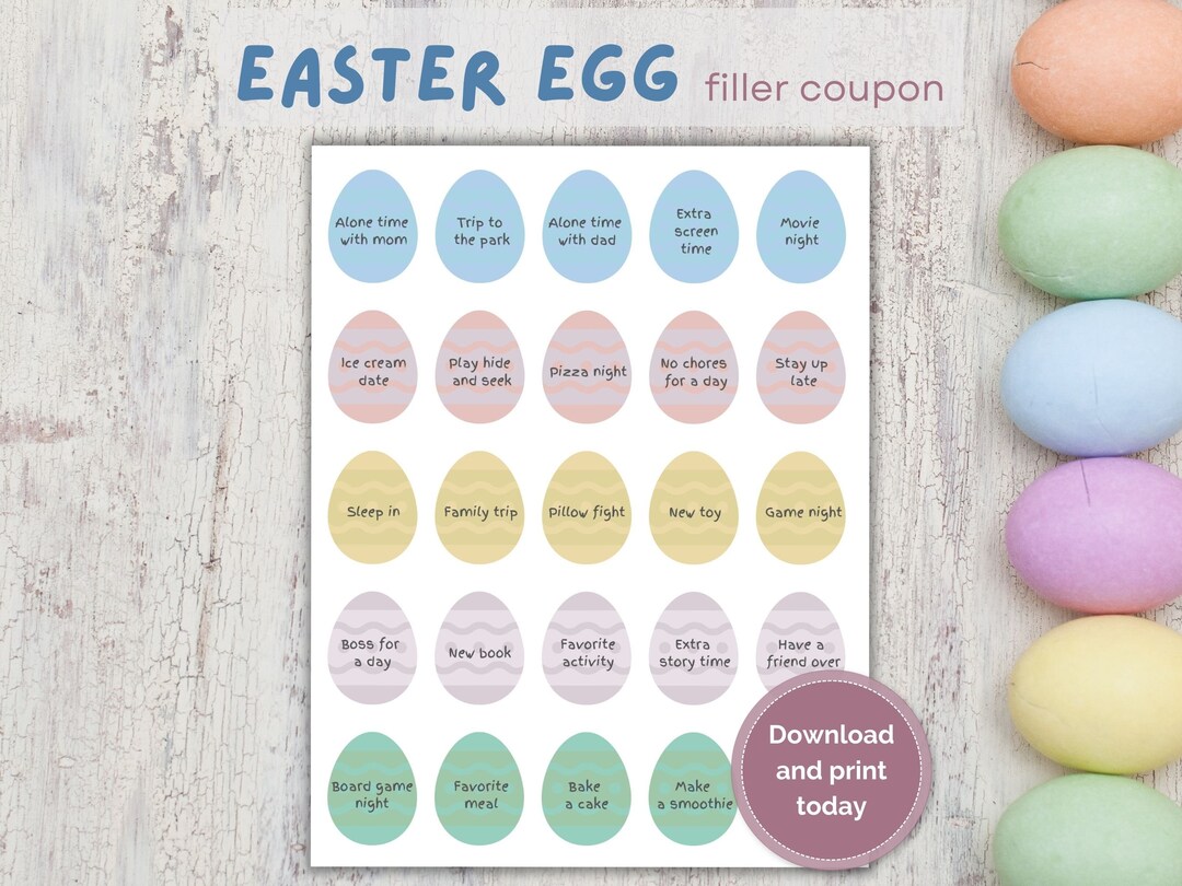 Printable Egg Tokens, Easter Egg Coupons for Kids, Easter Coupon ...