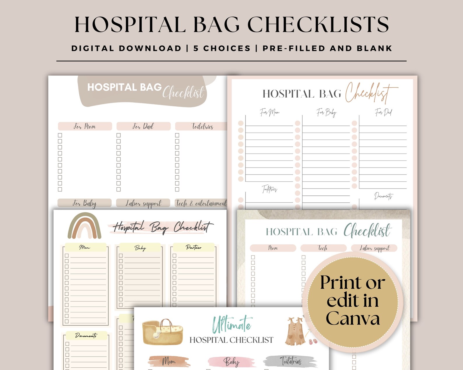 Ultimate Hospital Bag Checklist for New Moms, Labor & Delivery Packing ...