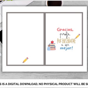 Spanish Teacher Card, End of School Card for Spanish Teacher - Teacher ...