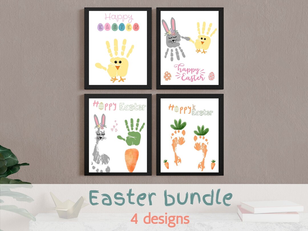 Easter Handprint Footprint Art Craft Bundle, Happy Easter Craft for ...