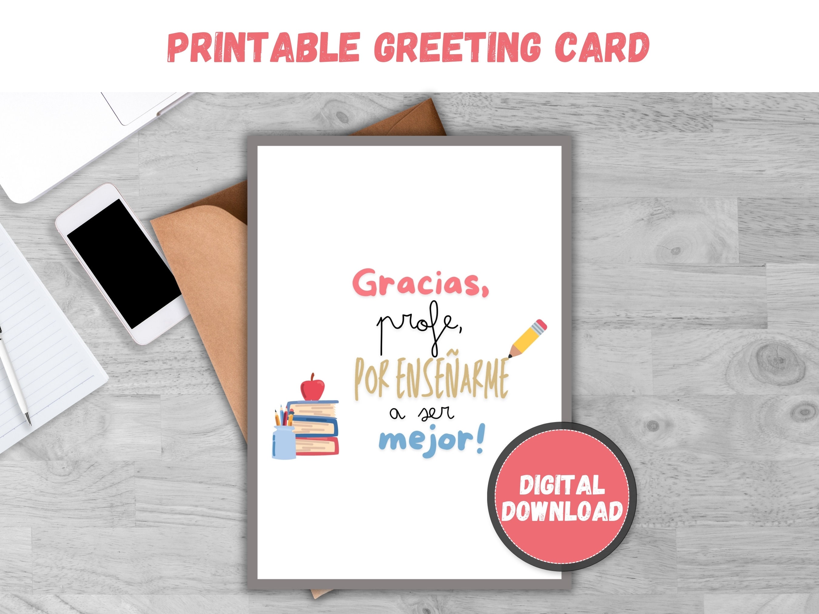 Spanish Teacher Card, End of School Card for Spanish Teacher - Teacher ...