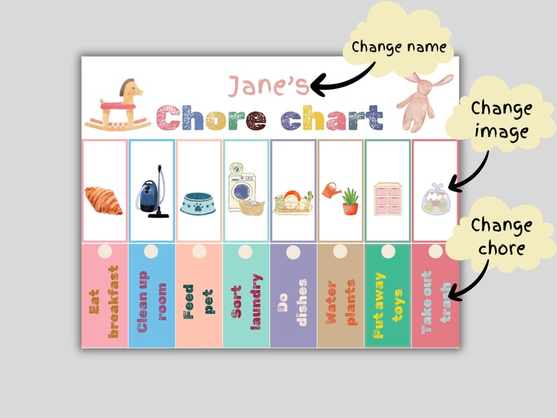 Personalized Kids Chore Chart | Printable Toddler Routine Planner ...