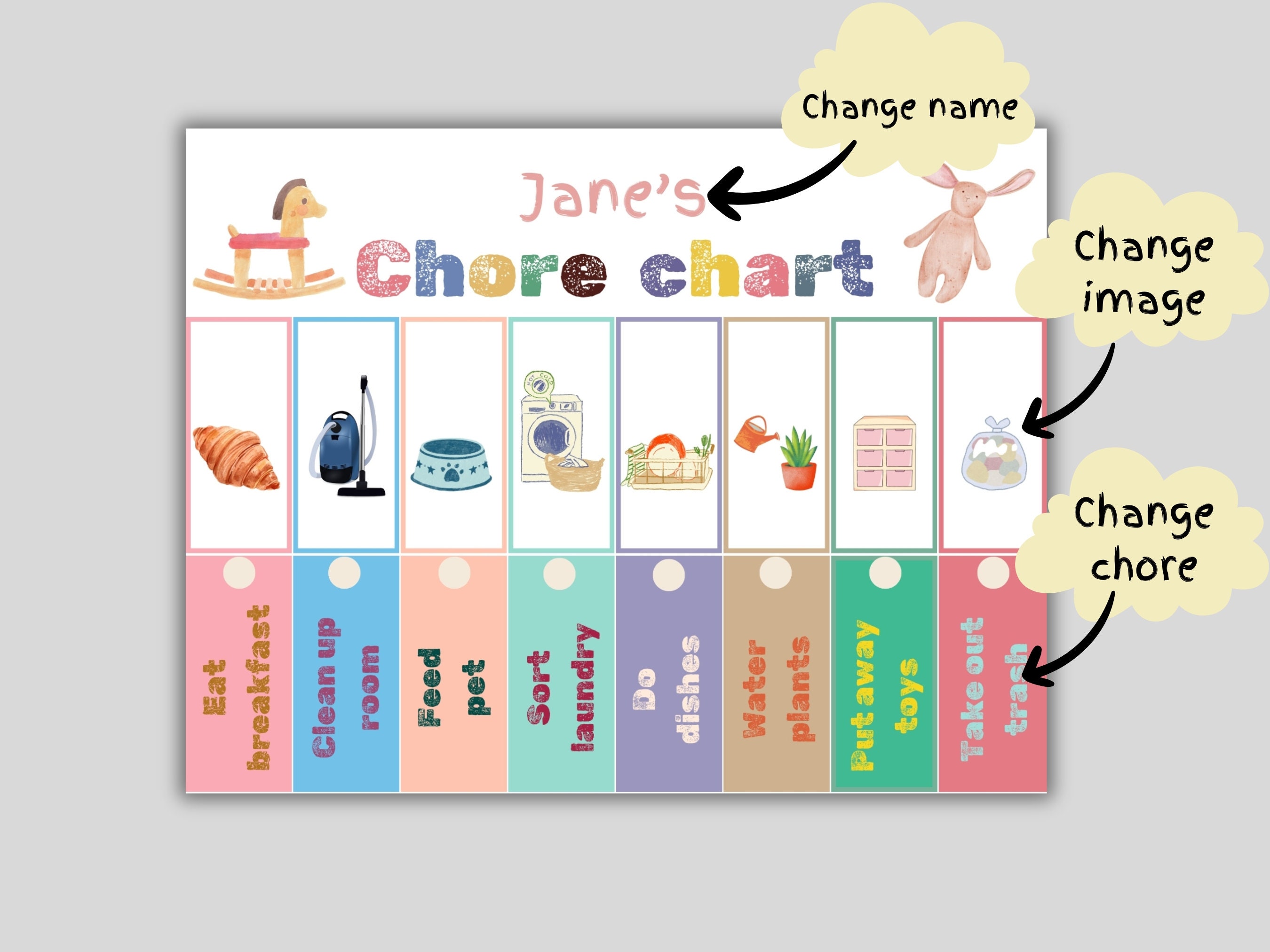 Personalized Kids Chore Chart | Printable Toddler Routine Planner ...
