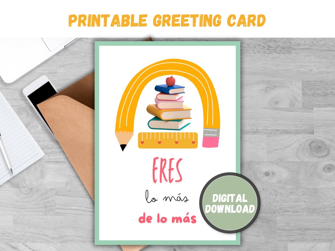 Spanish Teacher Thank You Card: End of School Card for Spanish Teacher ...