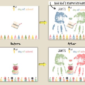 Back to School Handprint Art Bundle, First Day of School Handprint ...