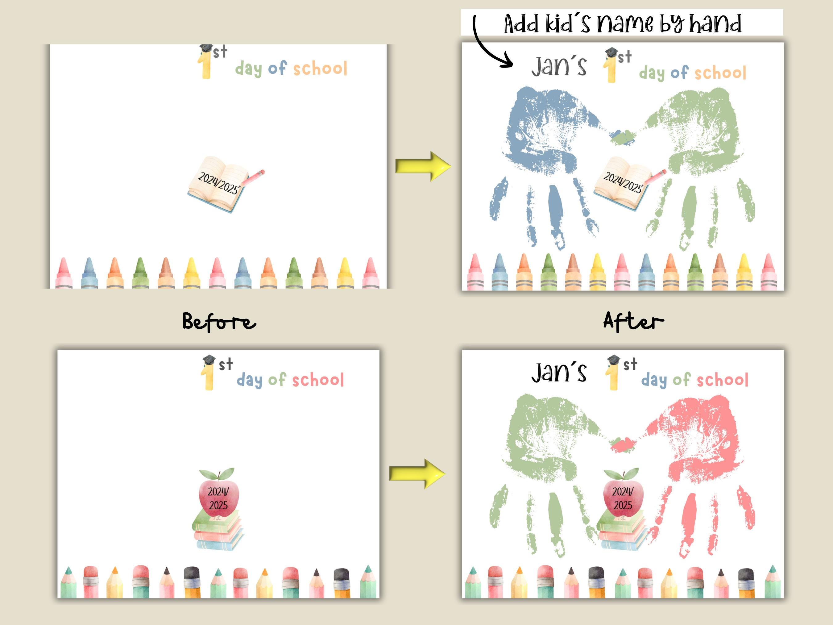 Back to School Handprint Art Bundle, First Day of School Handprint ...