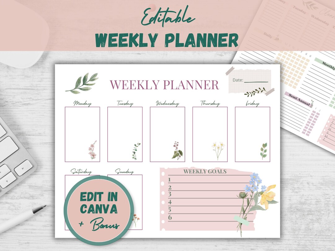 Printable Weekly Schedule - Minimalist Planner - Cleaning Checklist ...