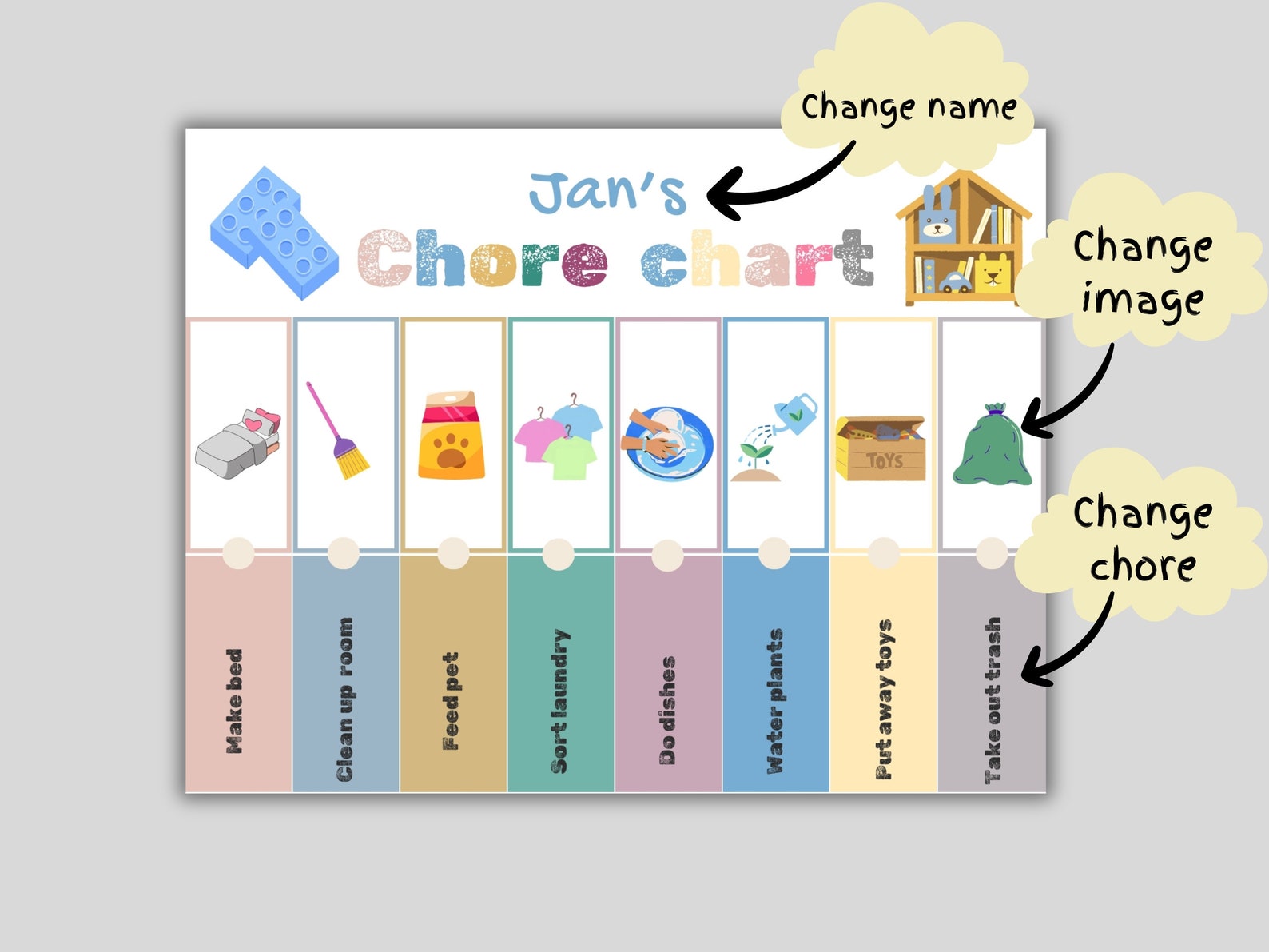 Kid's Chore Chart - Editable Routine Chart for Morning, Afternoon ...