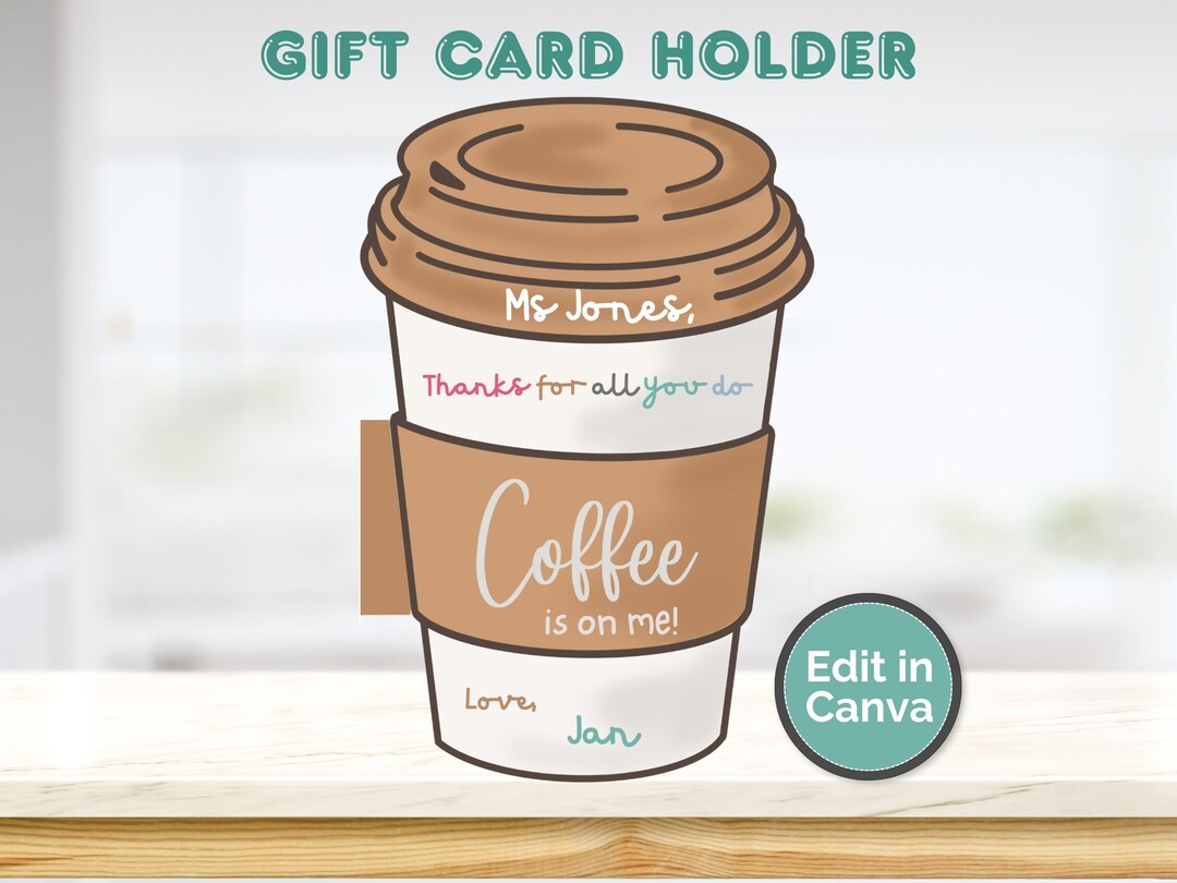 Teacher Appreciation Thank You Coffee Mug Gift Card Holder Printable ...