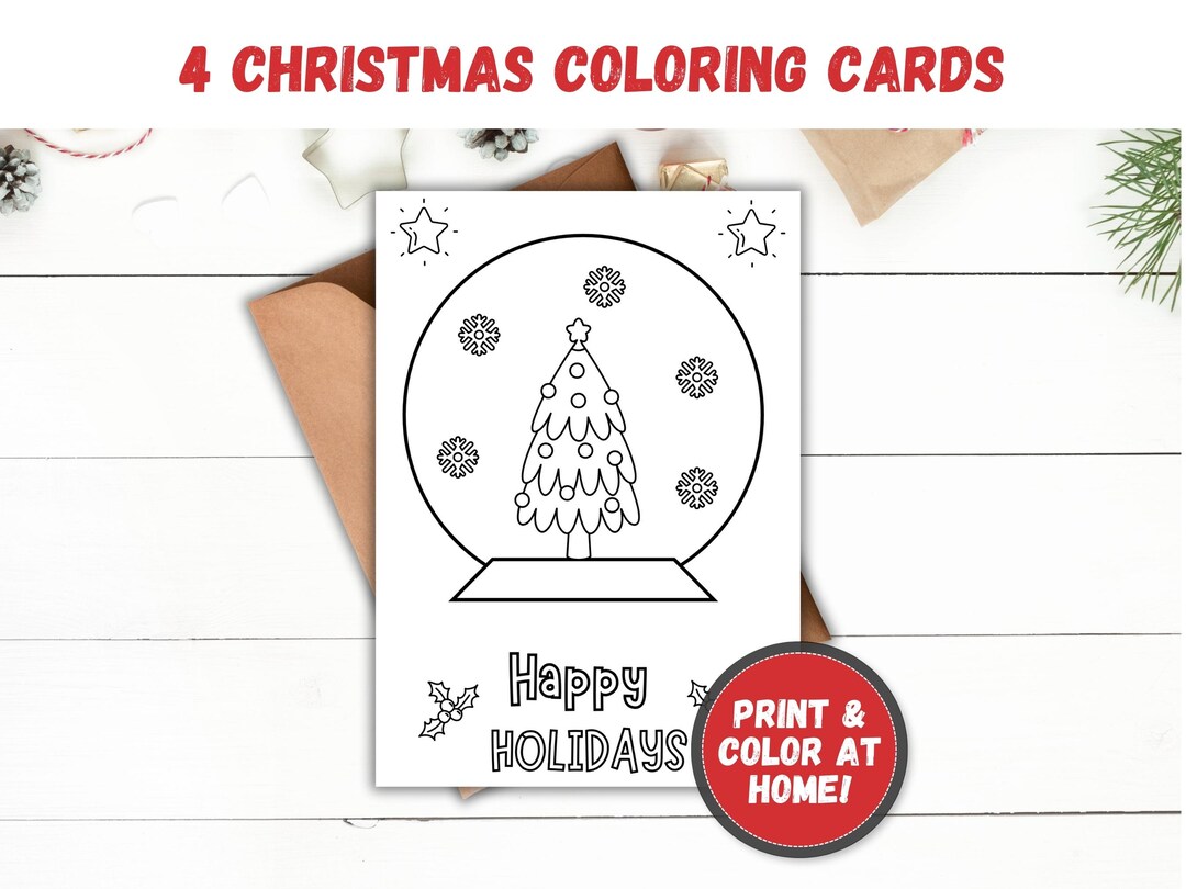 Christmas Coloring Cards for Kids - Printable Colour-in Cards | Fun ...