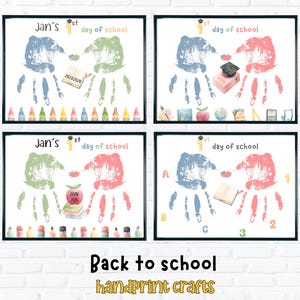 Back to School Handprint Art Bundle, First Day of School Handprint ...