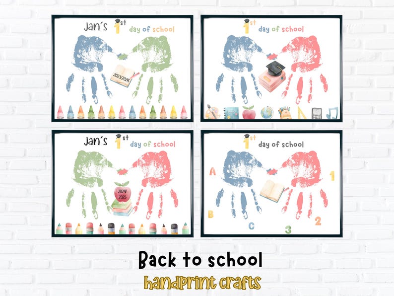 Back to School Handprint Art Bundle, First Day of School Handprint ...