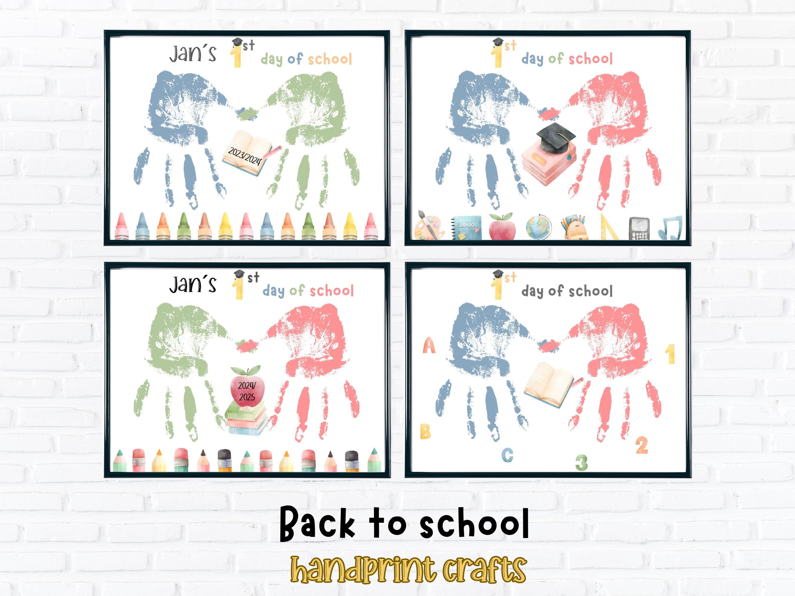 Back to School Handprint Art Bundle, First Day of School Handprint ...