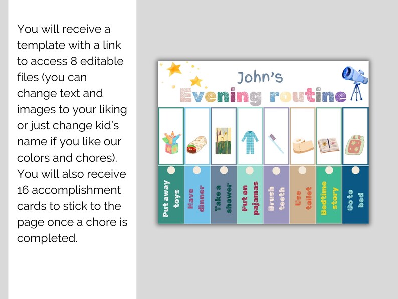 Personalized Kids Chore Chart | Printable Toddler Routine Planner ...