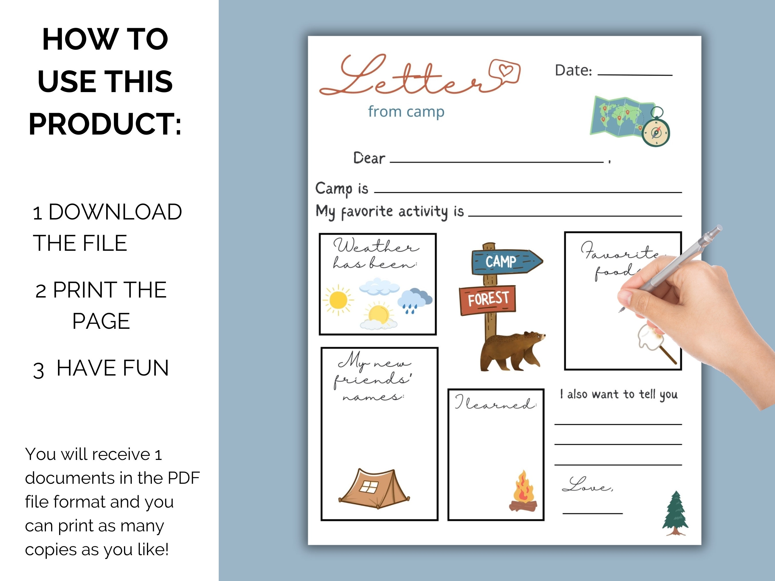 Summer Camp Letter Printable: Kids Activity (PDF Download) - Etsy