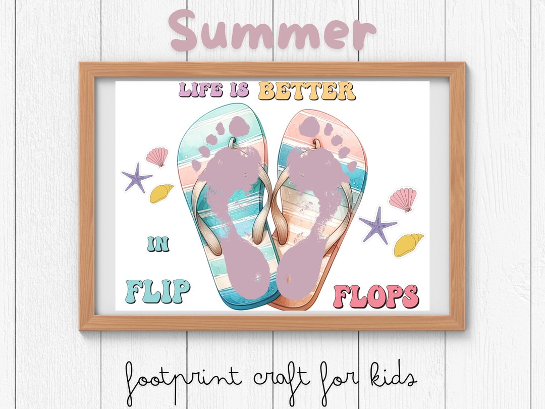 Summer Fun Kids Craft: Flip Flop Footprint Art for Toddlers, Hello ...