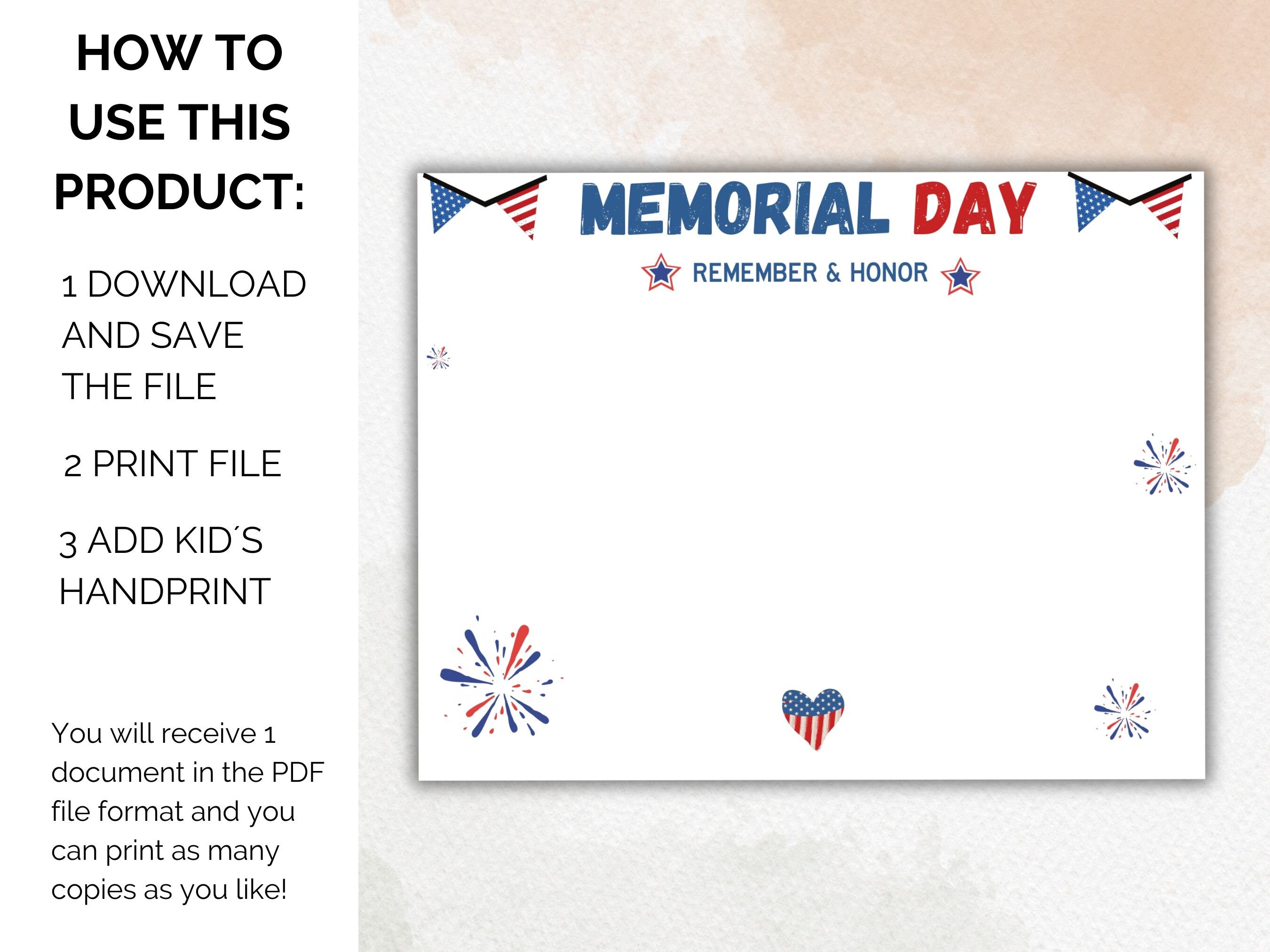 Memorial Day Handprint Art, 4th of July Activity, Memorial Day Kids ...