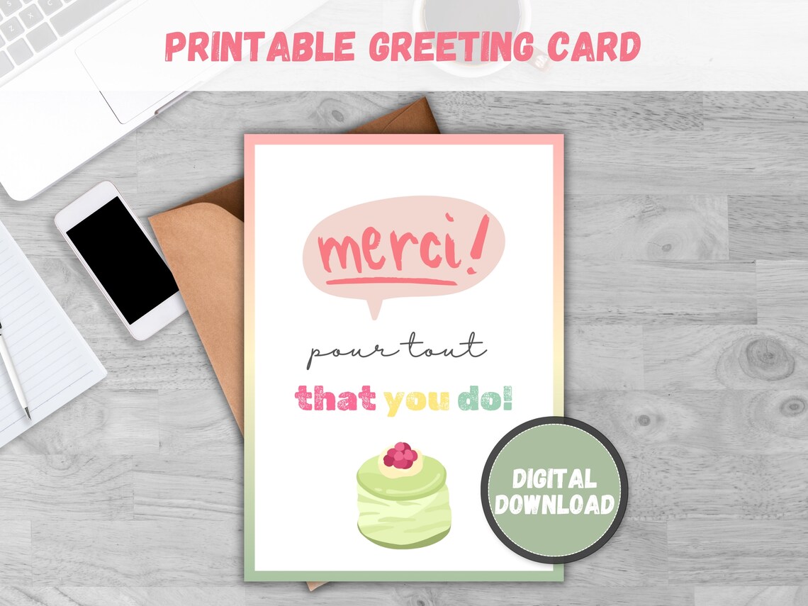 French Teacher Thank You Card: End of School Card for French Teacher ...