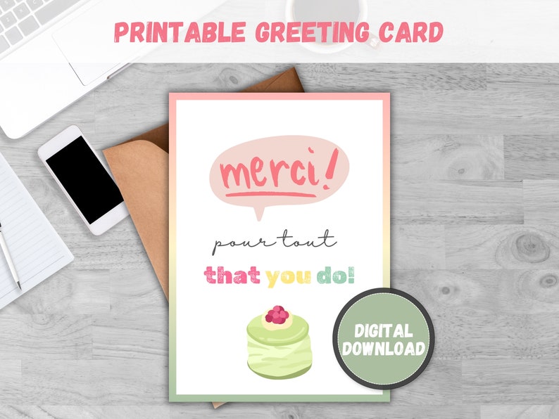 French Teacher Thank You Card: End of School Card for French Teacher ...