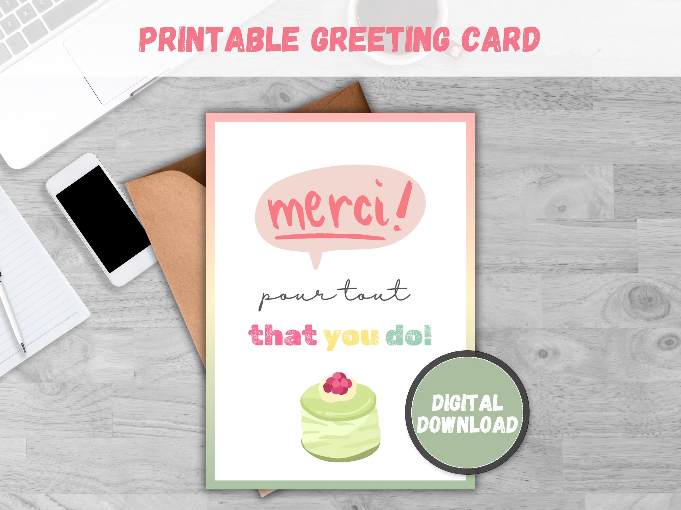 French Teacher Thank You Card: End of School Card for French Teacher ...