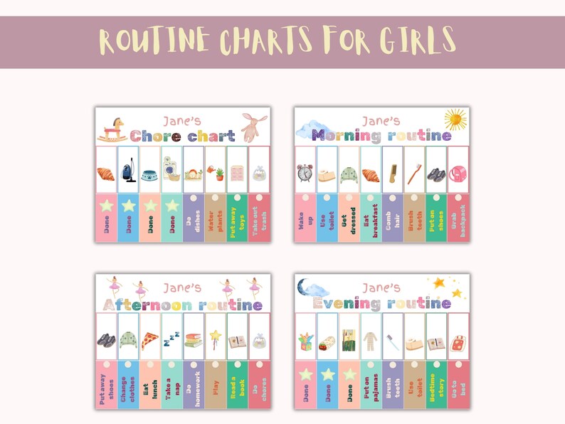 Personalized Kids Chore Chart | Printable Toddler Routine Planner ...