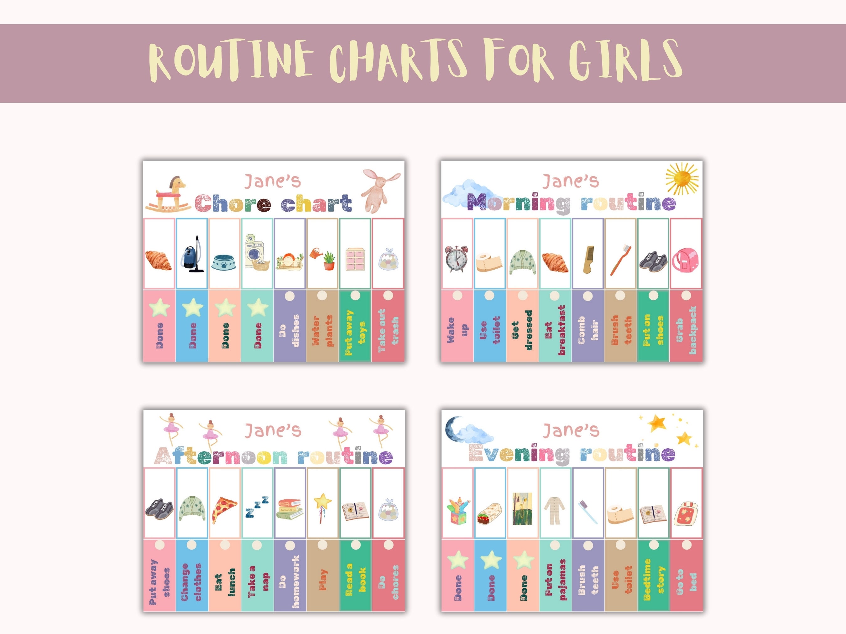 Personalized Kids Chore Chart | Printable Toddler Routine Planner ...