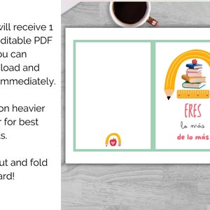 Spanish Teacher Thank You Card: End of School Card for Spanish Teacher ...