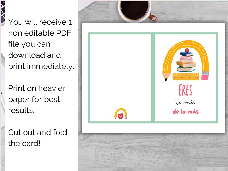 Spanish Teacher Thank You Card: End of School Card for Spanish Teacher ...