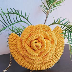 Yellow Rose Flower Bag,crochet Rose Purse, Floral Summer Handbag,gift ...