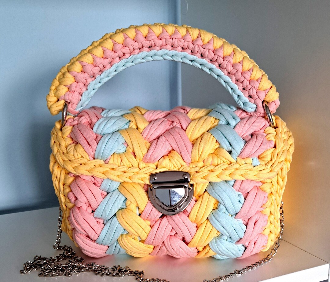 Colorful Handag, Butter Yellow Pastel Purse, Shopping Tote, Festival ...