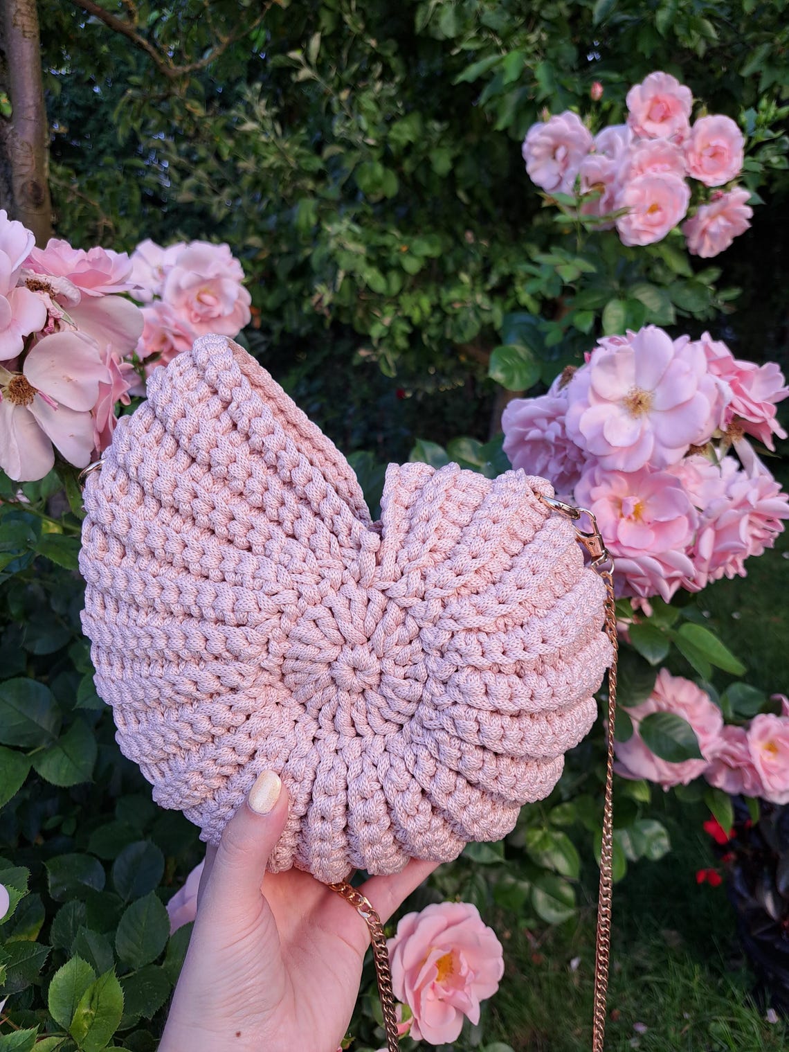 Pink Shell Bag, Crochet Seashell Purse, Elegant Pastel Handbag, Beach ...
