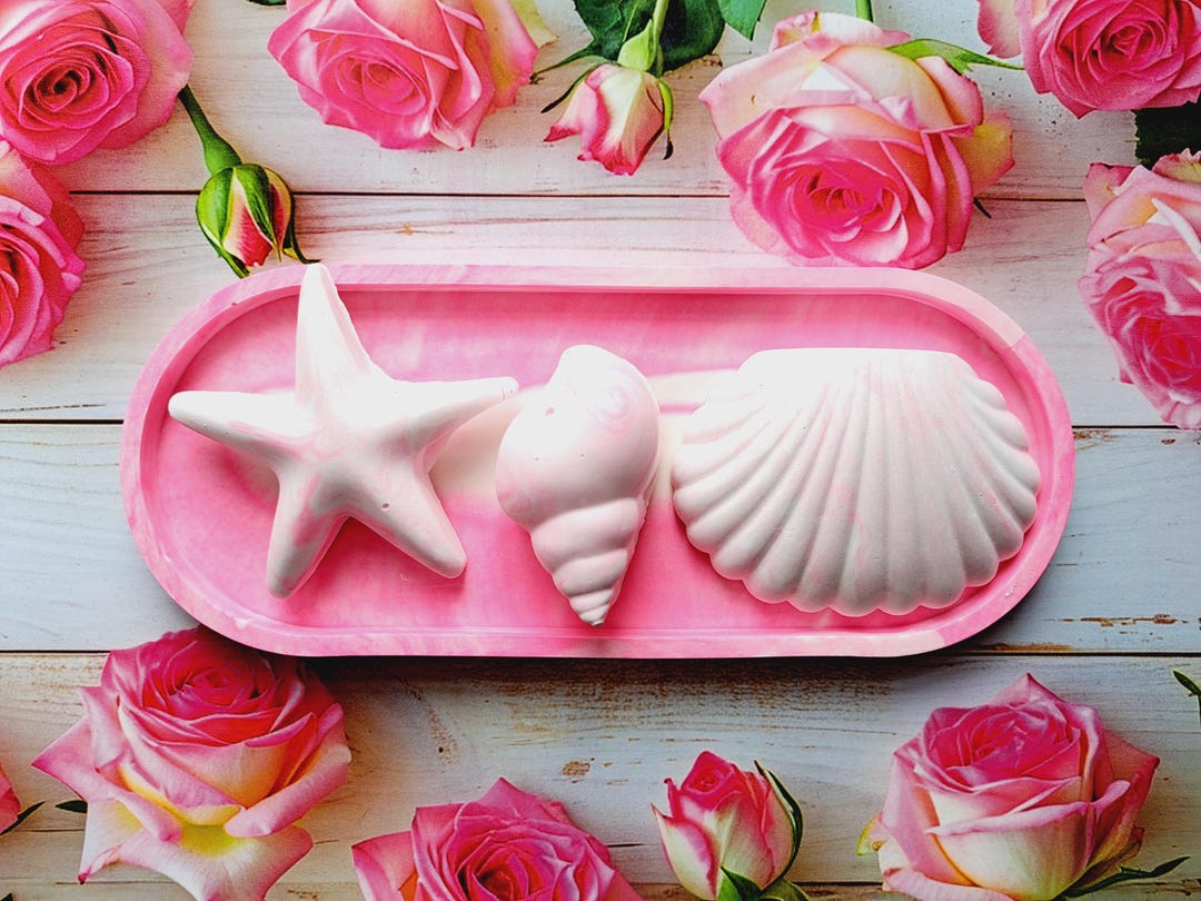 Decorative Plaster Tray With Gypsum Shells, Handmade Coastal Home Décor ...