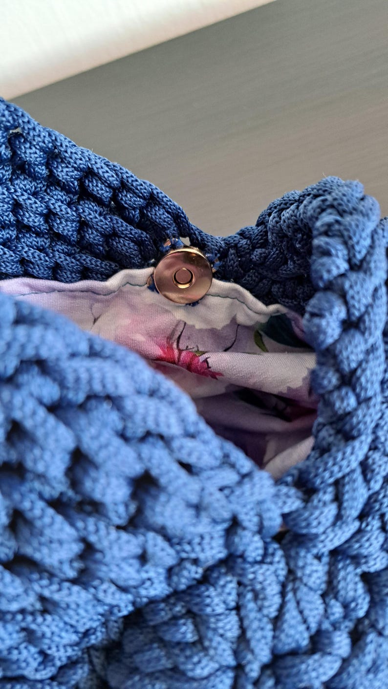 Navy Blue Shell Bag Handmade Crochet Seashell Purse, Boho Chic Clutch ...