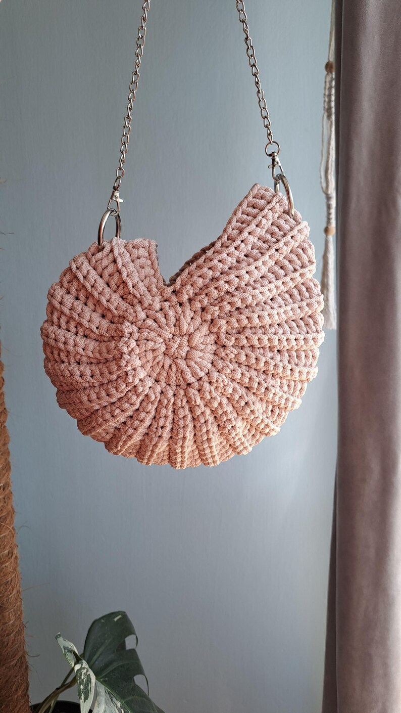 Creamy Pink Shell Bag, Handmade Crochet Seashell Purse, Elegant Pastel ...